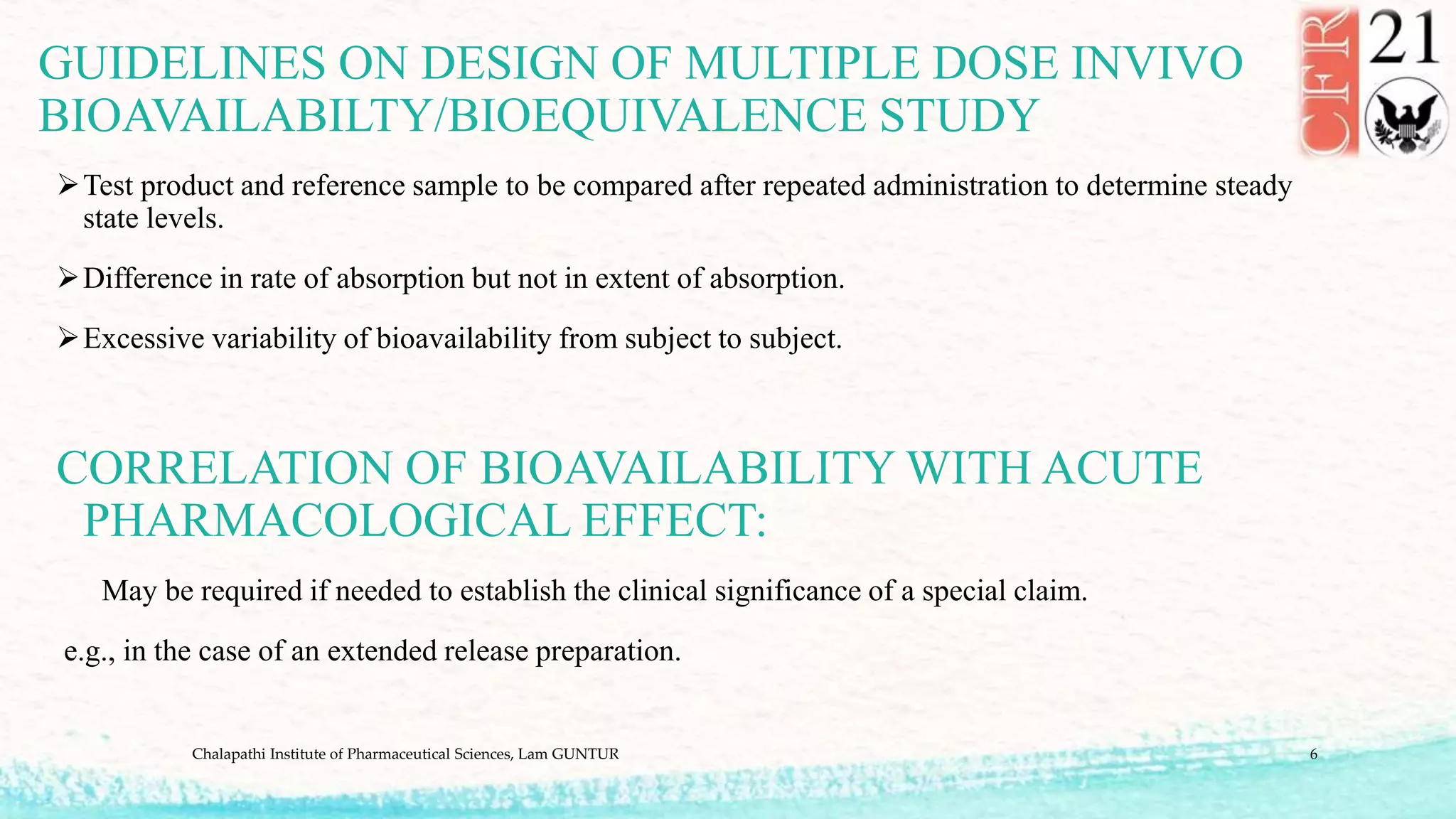 21CFR 320- BIO AVAILABILITY AND BIO EQUIVALENCE REQUIREMENTS | PPTX