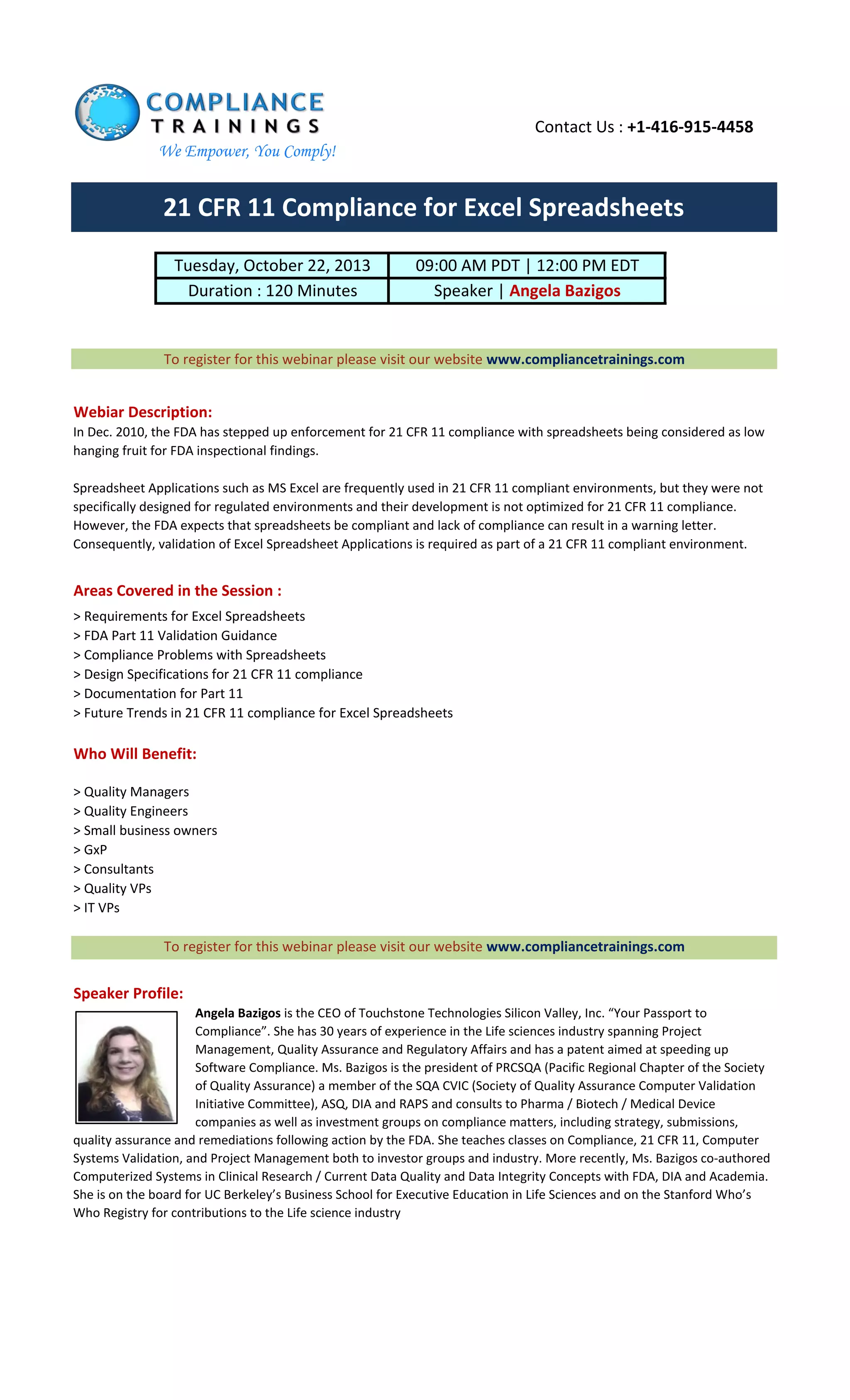 21 CFR 11 Compliance for Excel Spreadsheets | PDF