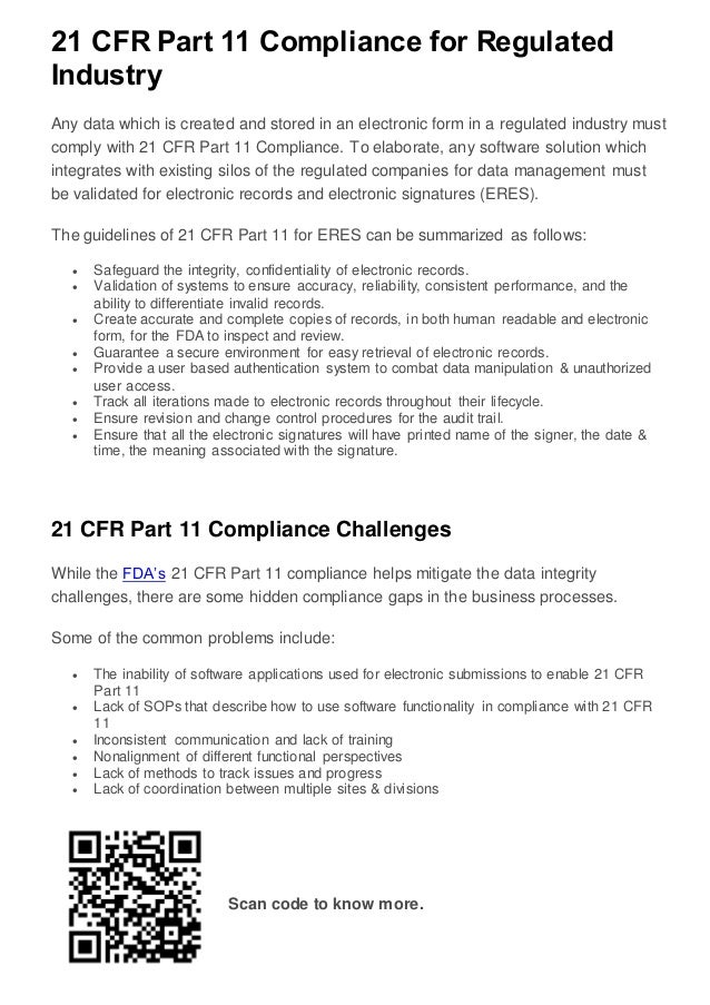 21 cfr part 11 Compliance for Regulated Industry