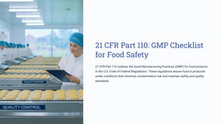 21 CFR Part 110 with eAuditor Audits & Inspections | PDF