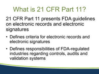 21 CFR Part 11 Compliance - Database Integrations | PPT