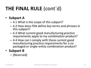 21 CFR Part 4 - CGMP for Combination Products | PPTX