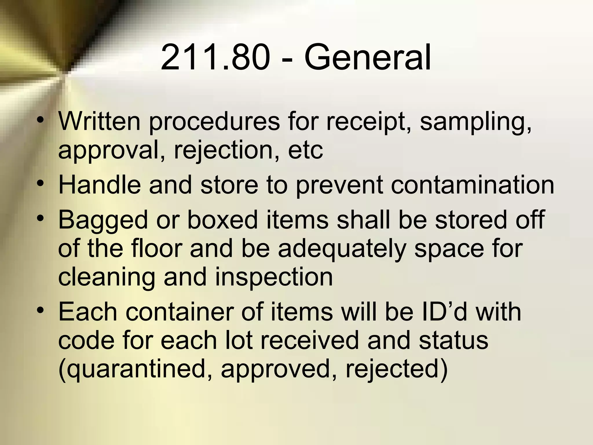 21 cfr, parts 210 211 | PPT