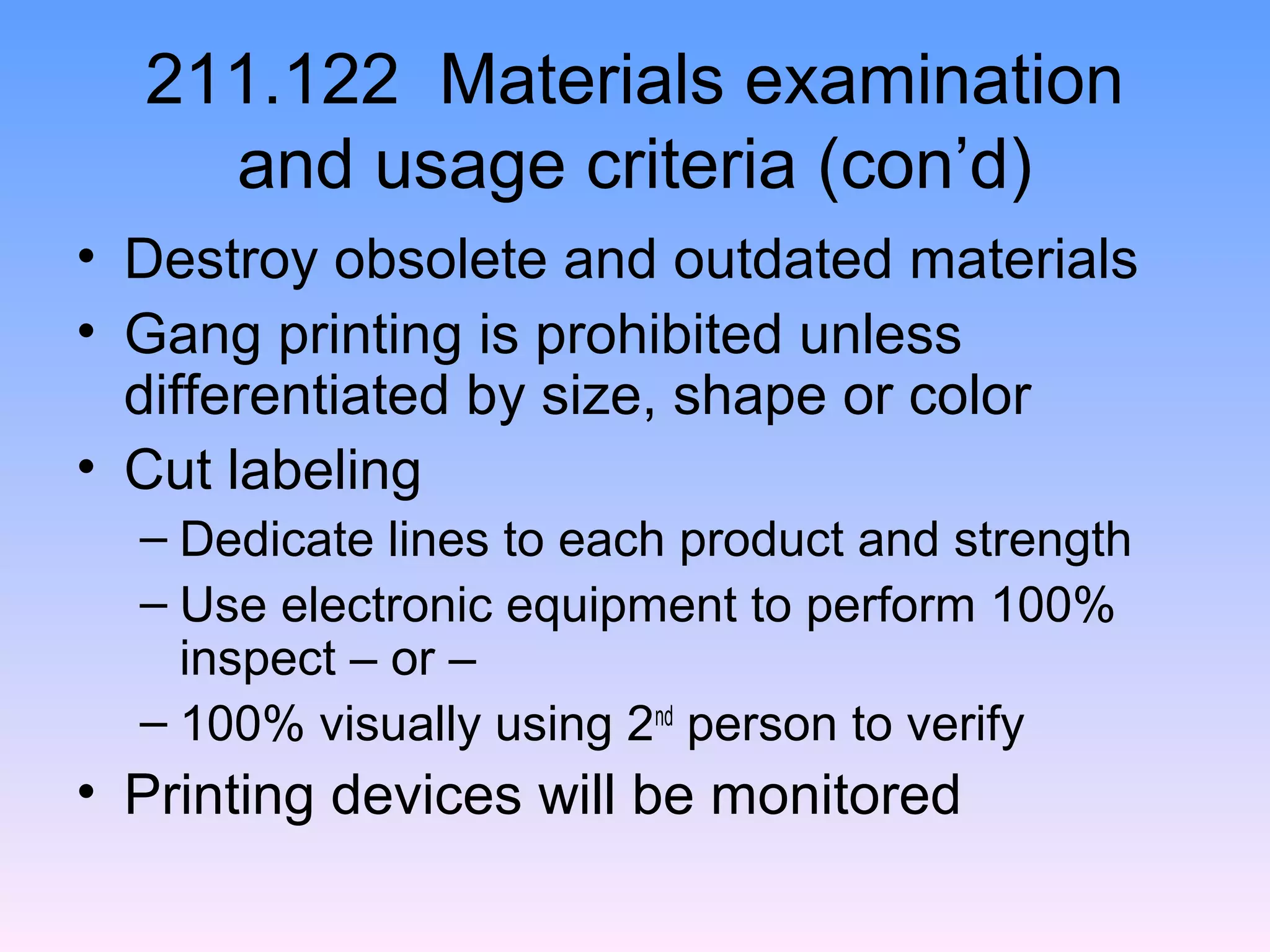 21 cfr, parts 210 211 | PPT