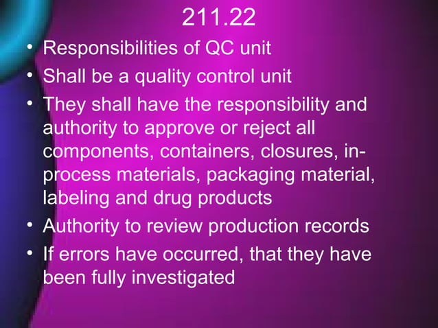 21 cfr, parts 210 211 | PPT