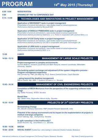Conference Program "21st Century Projects" | PDF