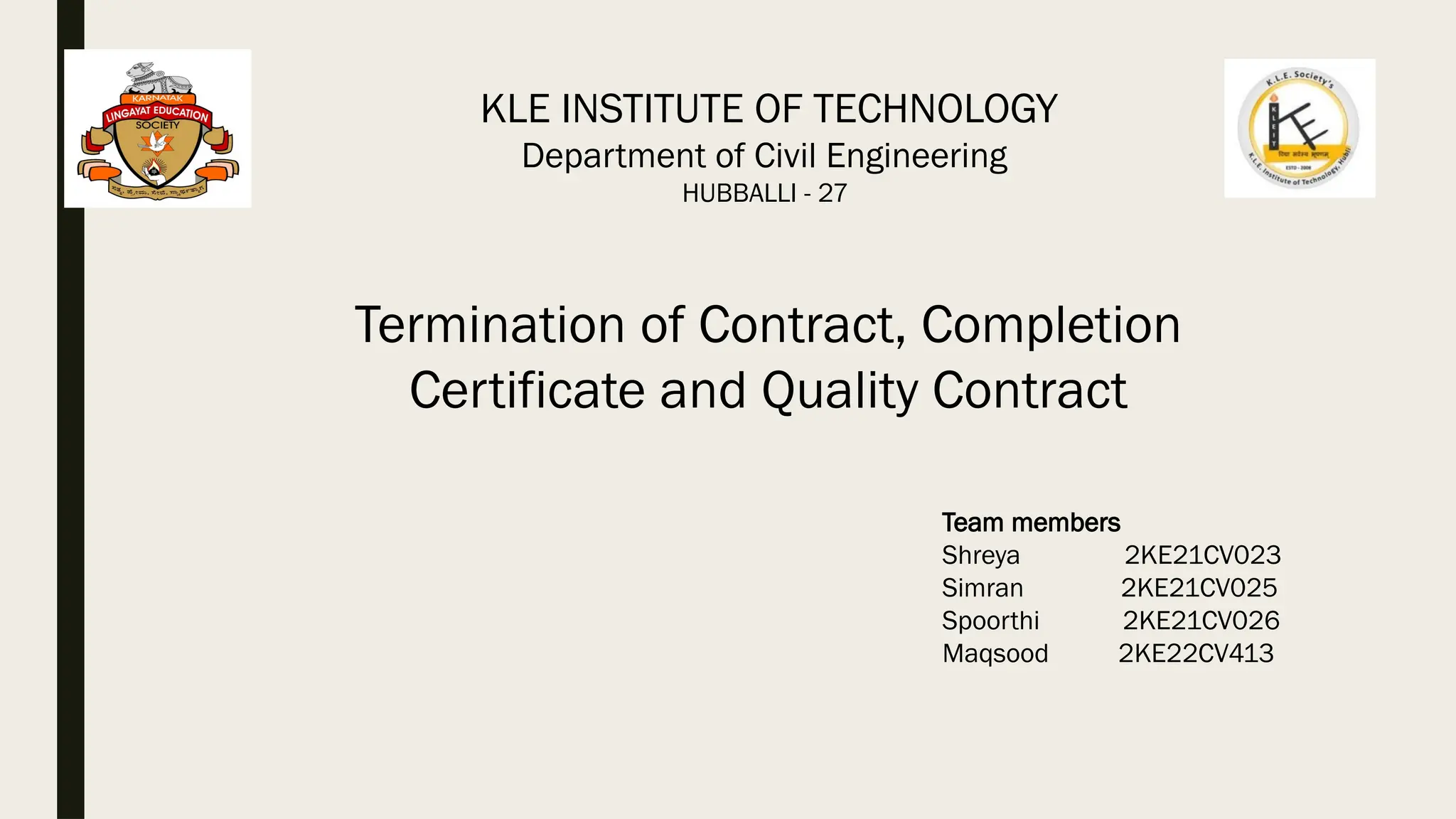 Termination of contract, completion certificate and quality Contract | PPTX