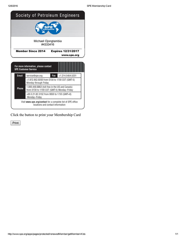 SPE Membership Card | PDF