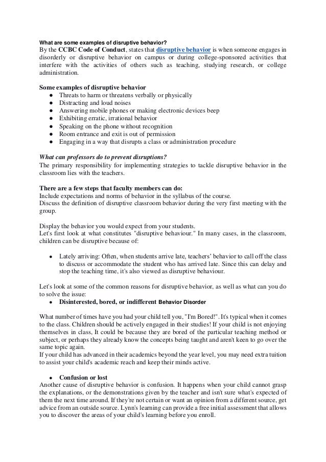 Disruptive behavior | PDF