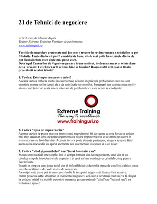 21 de tehnici de negociere | PDF