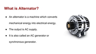 Characteristics of alternators and its applications.pptx