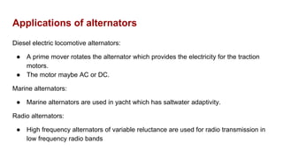 Characteristics of alternators and its applications.pptx