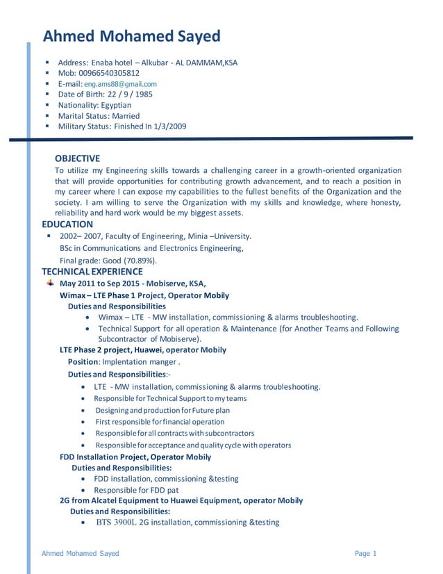 Ahmed Mohamed Sayed CV | PDF