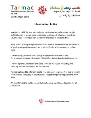 Tarmac Introduction Letter (2) | PDF