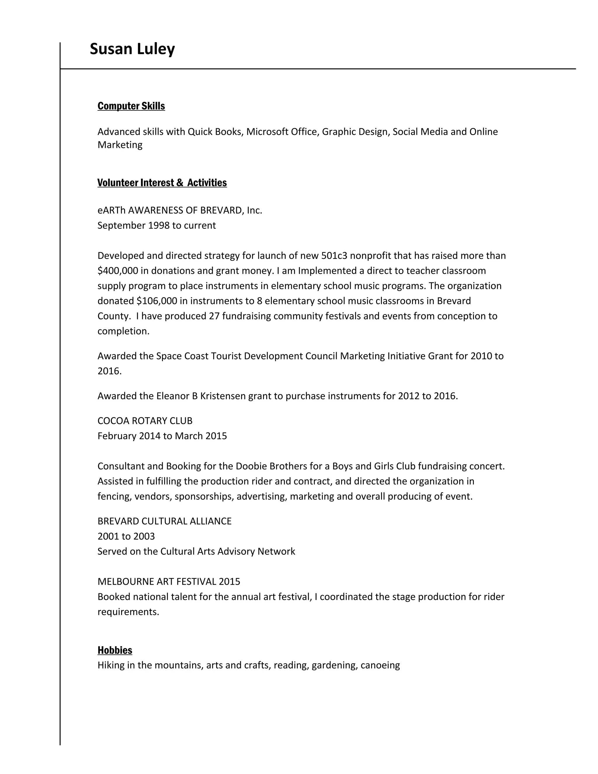Susan Luley Resume | DOC