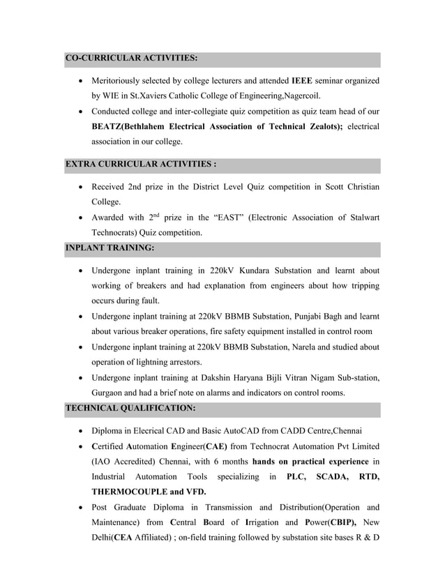 Curriculum Vitae_Prajith_B.E-_EEE | PDF