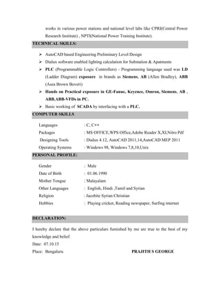 Curriculum Vitae_Prajith_B.E-_EEE | PDF
