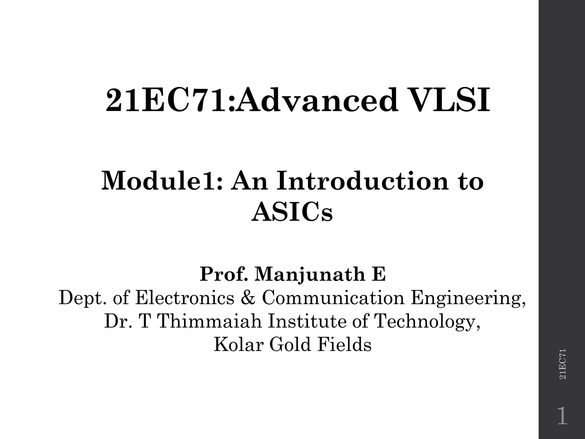 Advanced VLSI MODULE 1. -21EC71......... | PDF | Programming Languages | Computing
