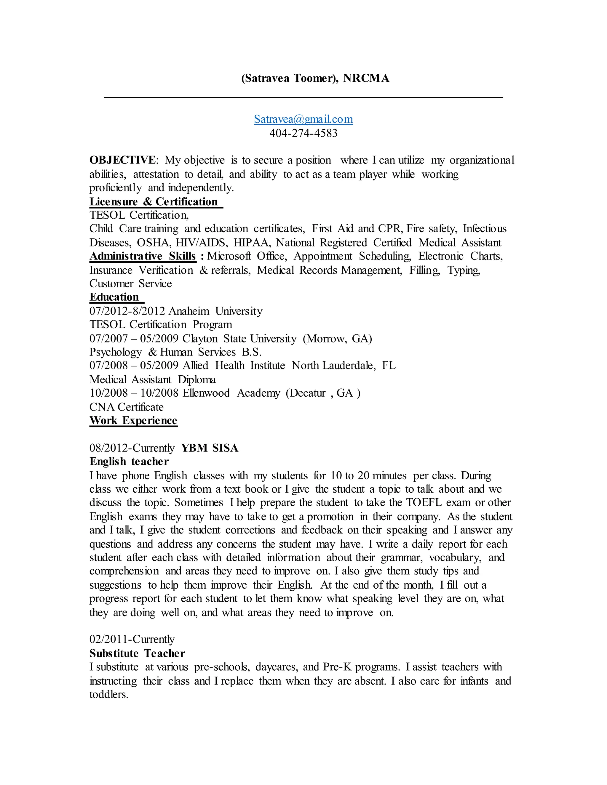 Educator resume | DOCX