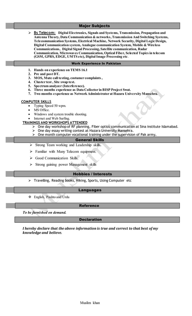 MUSLIM KHAN final resume | PDF