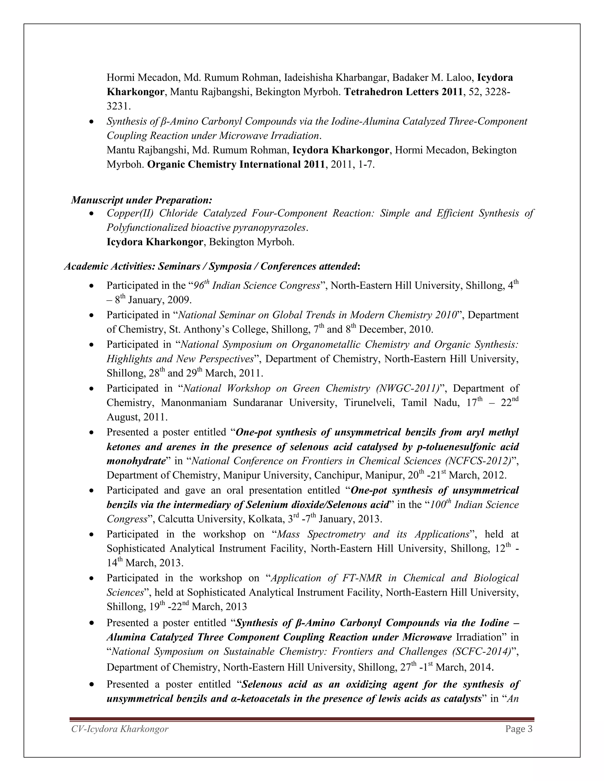 CV Icydora Khakongor | PDF