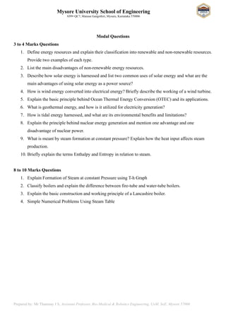21BR15/25 Module 01 Notes, Energy Sources, Formation of Steam | PDF