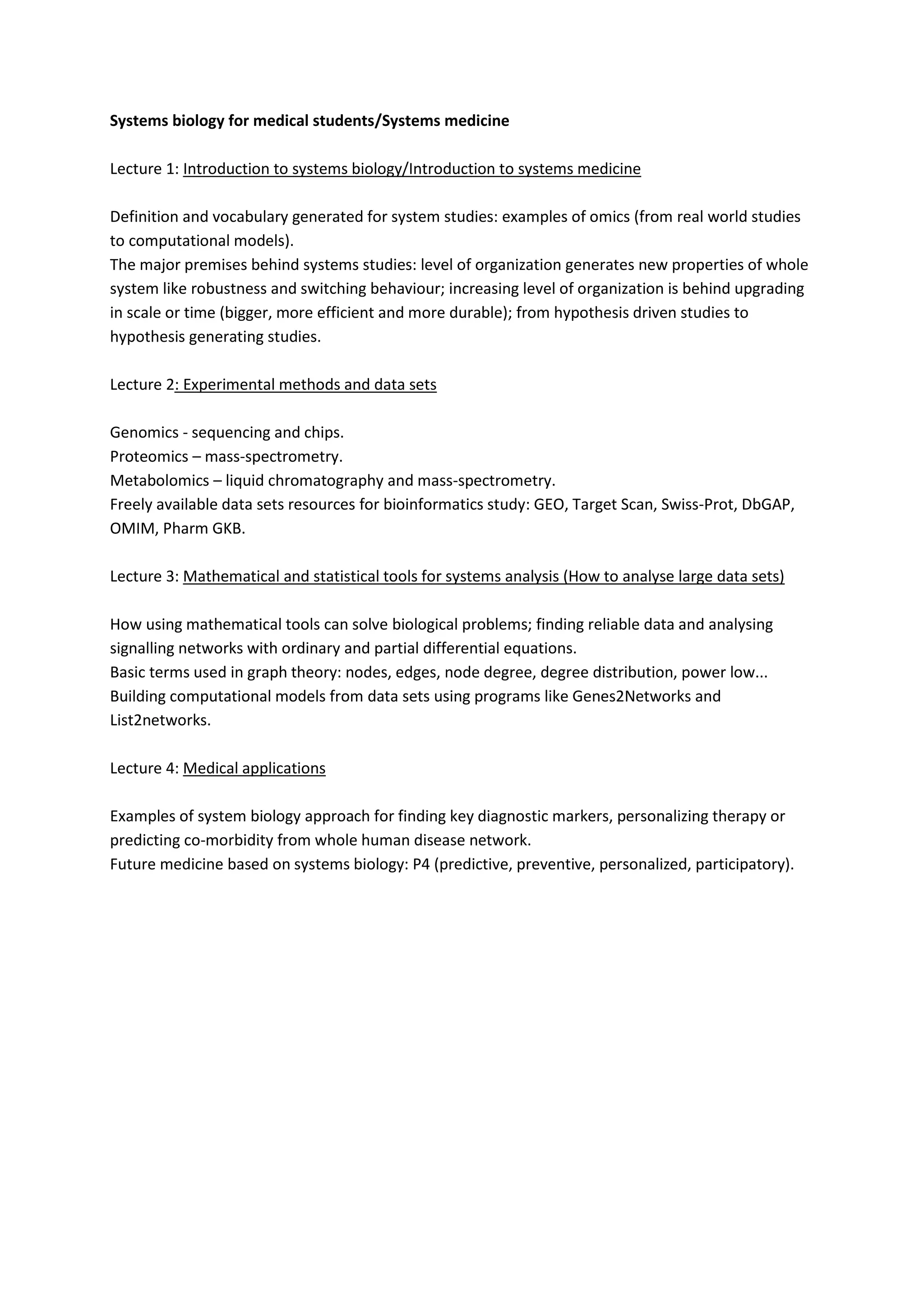 Introduction to systems medicine | PDF