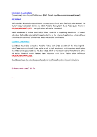 VACANCY: Data Management Assistant - Kakuma | PDF