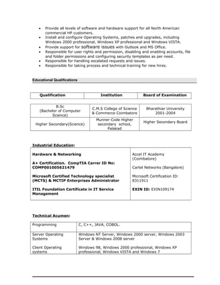 CV_Madhu | DOC | IT and Internet Support | Internet