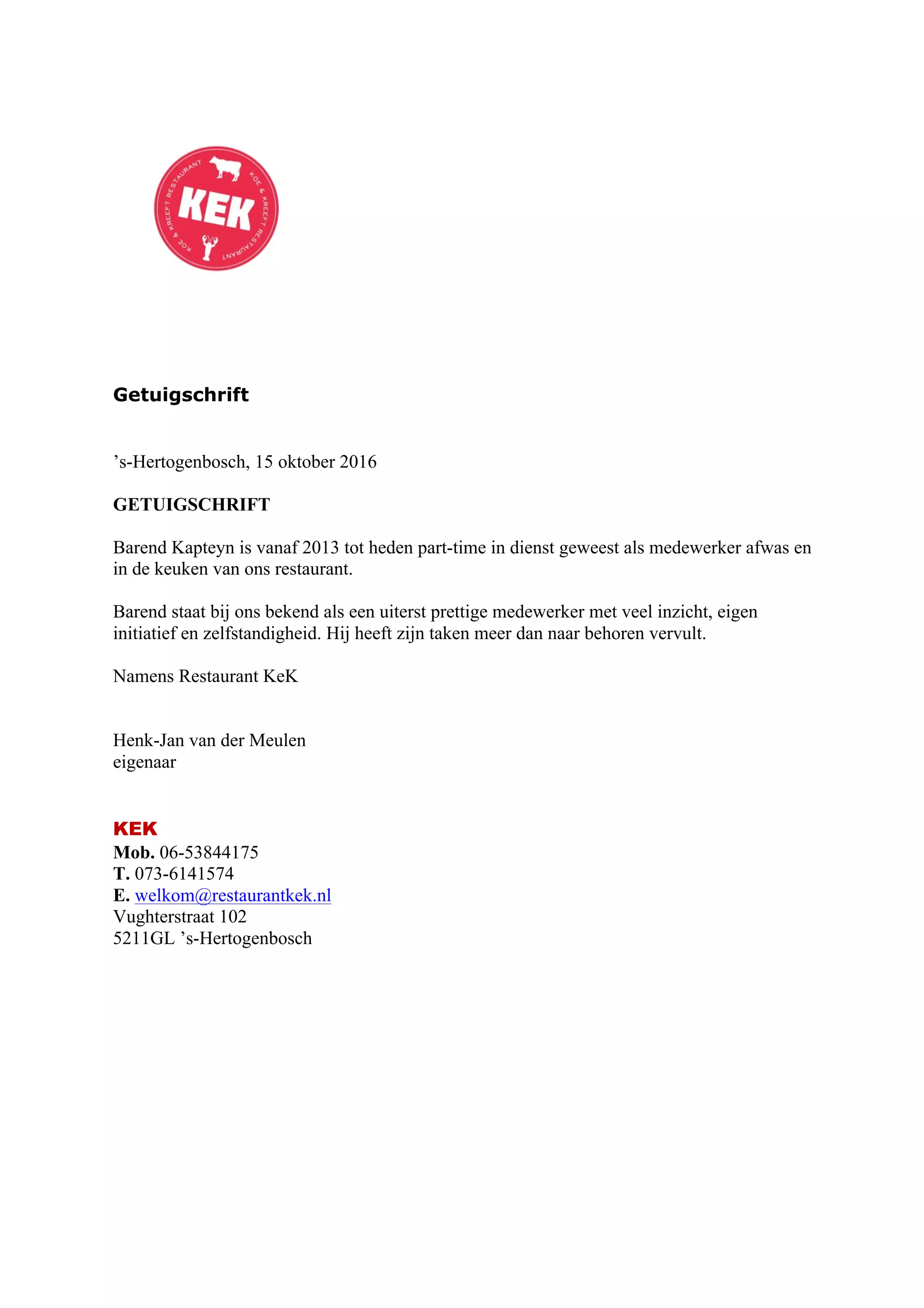 Getuigschrift Barend KeK | PDF