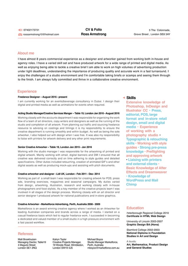 Ross Armstrong CV and Portfolio 2016 | PDF