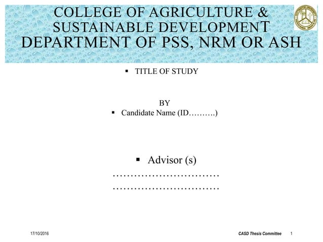 Senior Thesis Presentation Format | PPT