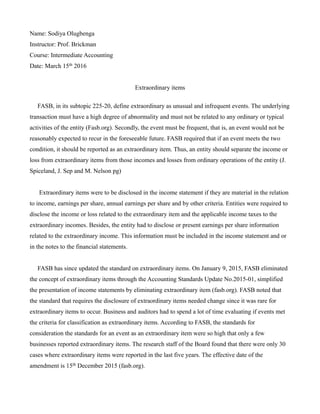 Extraordinary items | ODT