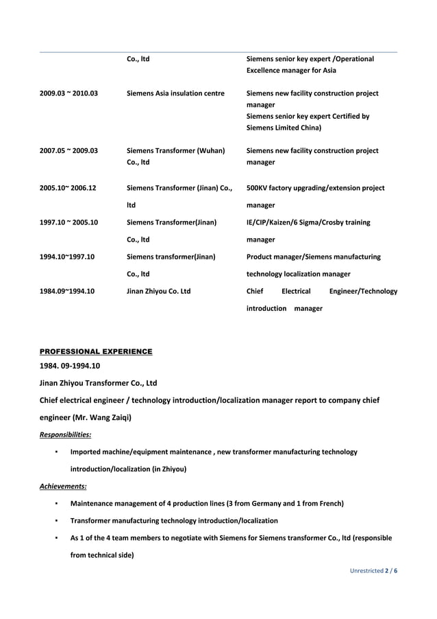 CV of Chen Chengguang 2016 | PDF | Manufacturing Industry | Industries