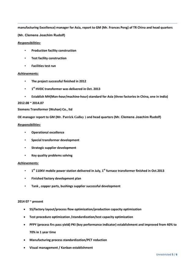 CV of Chen Chengguang 2016 | PDF | Manufacturing Industry | Industries