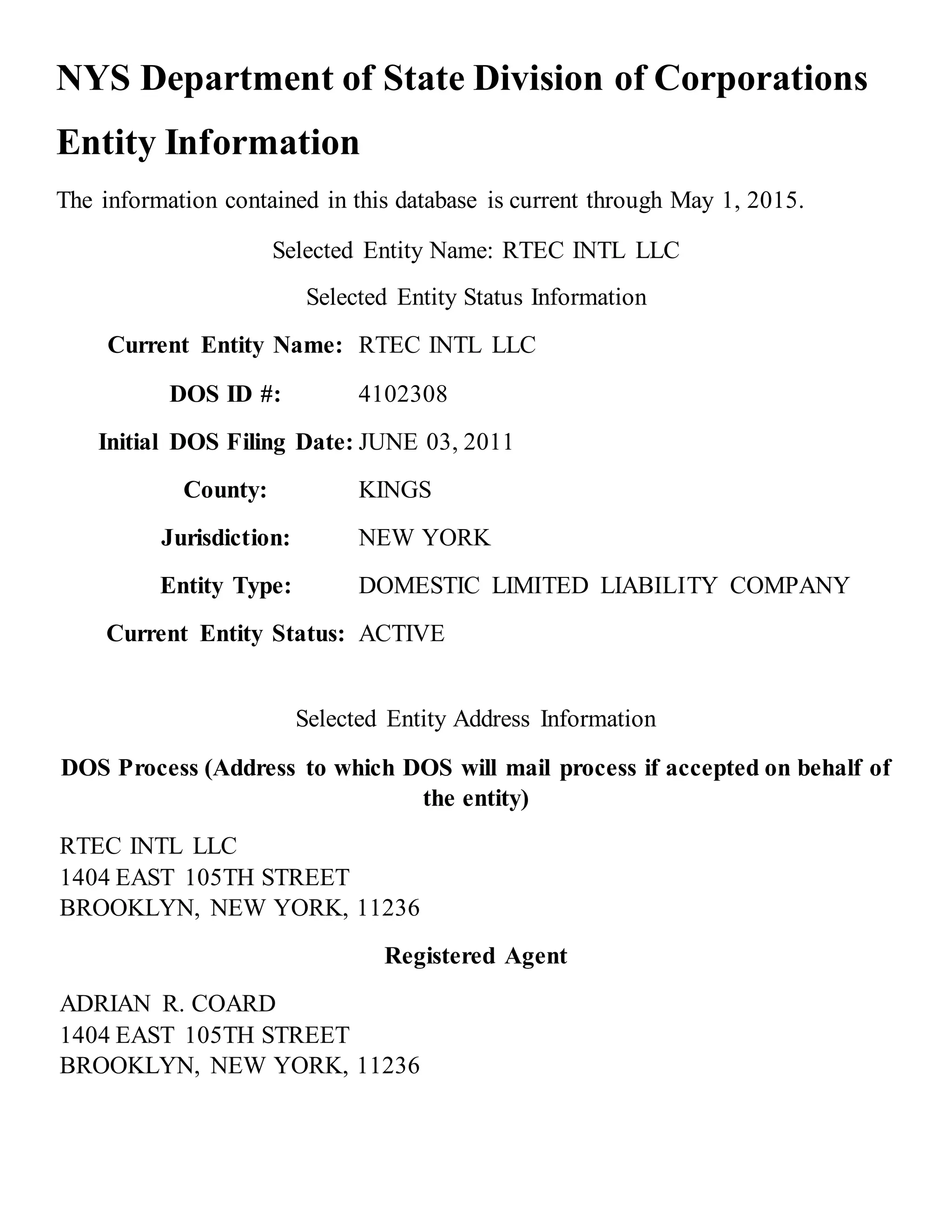 NYS Department of State Division of Corporations | PDF