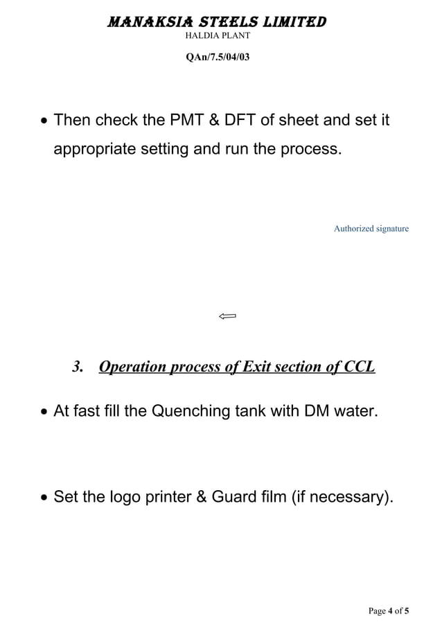 oppretion process of CCL ENTRY | DOC | Chemistry | Science