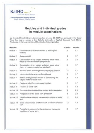 Bachelor Degree_Modules and individual grades in module examinations | PDF