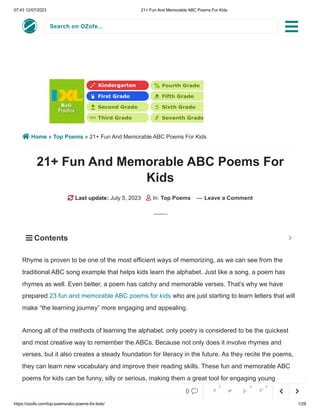 21+ Fun And Memorable ABC Poems For Kids.pdf | Birds | Pets