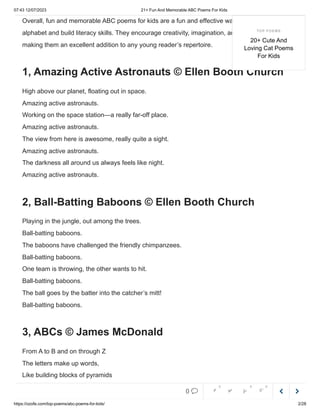 21+ Fun And Memorable ABC Poems For Kids.pdf | Birds | Pets