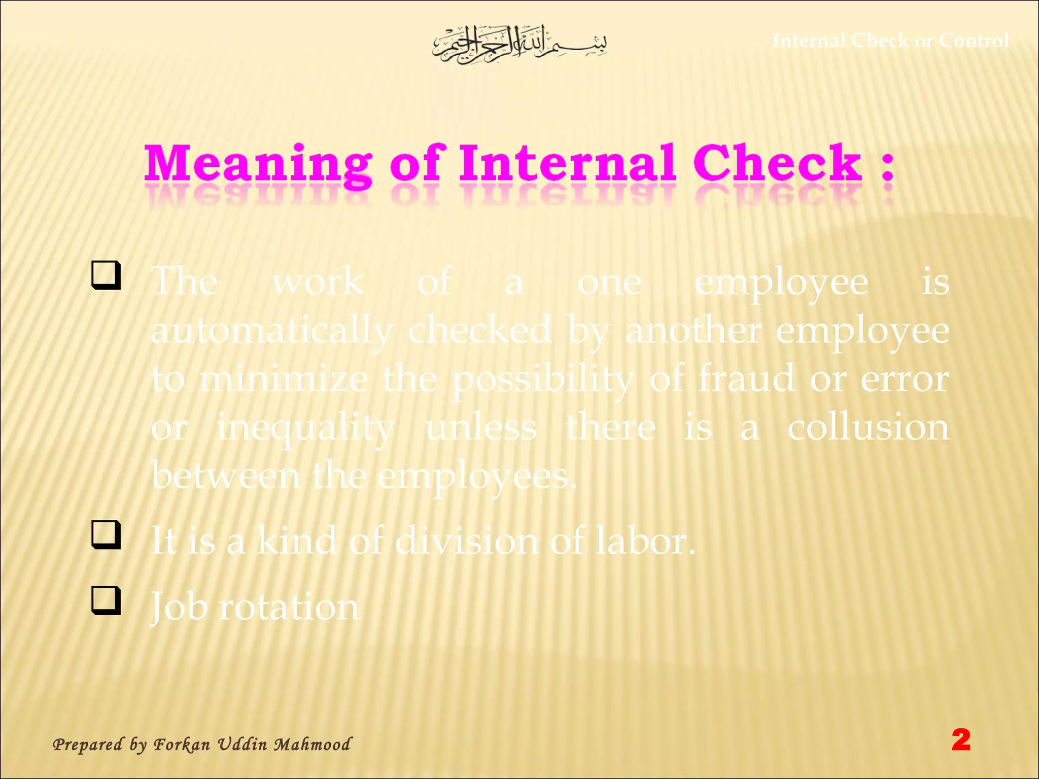 Internal check & control | PPT