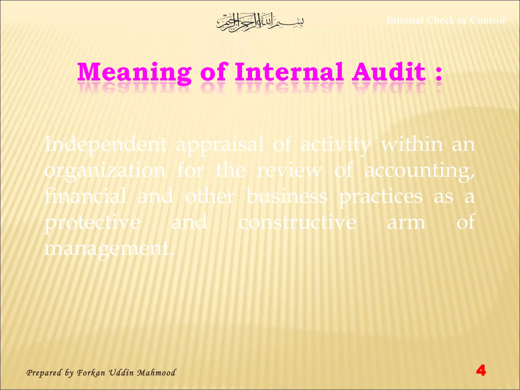 Internal check & control | PPT