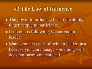 21 irrefutable laws of leadership john c maxwell | PPTX