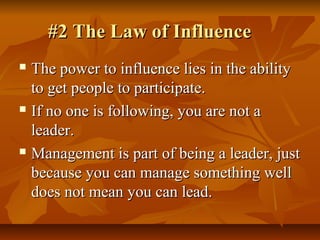 21 irrefutable laws of leadership john c maxwell | PPT