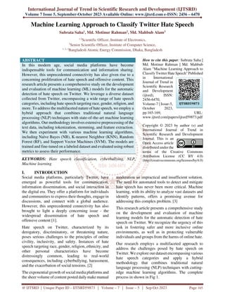 Machine Learning Approach to Classify Twitter Hate Speech | PDF