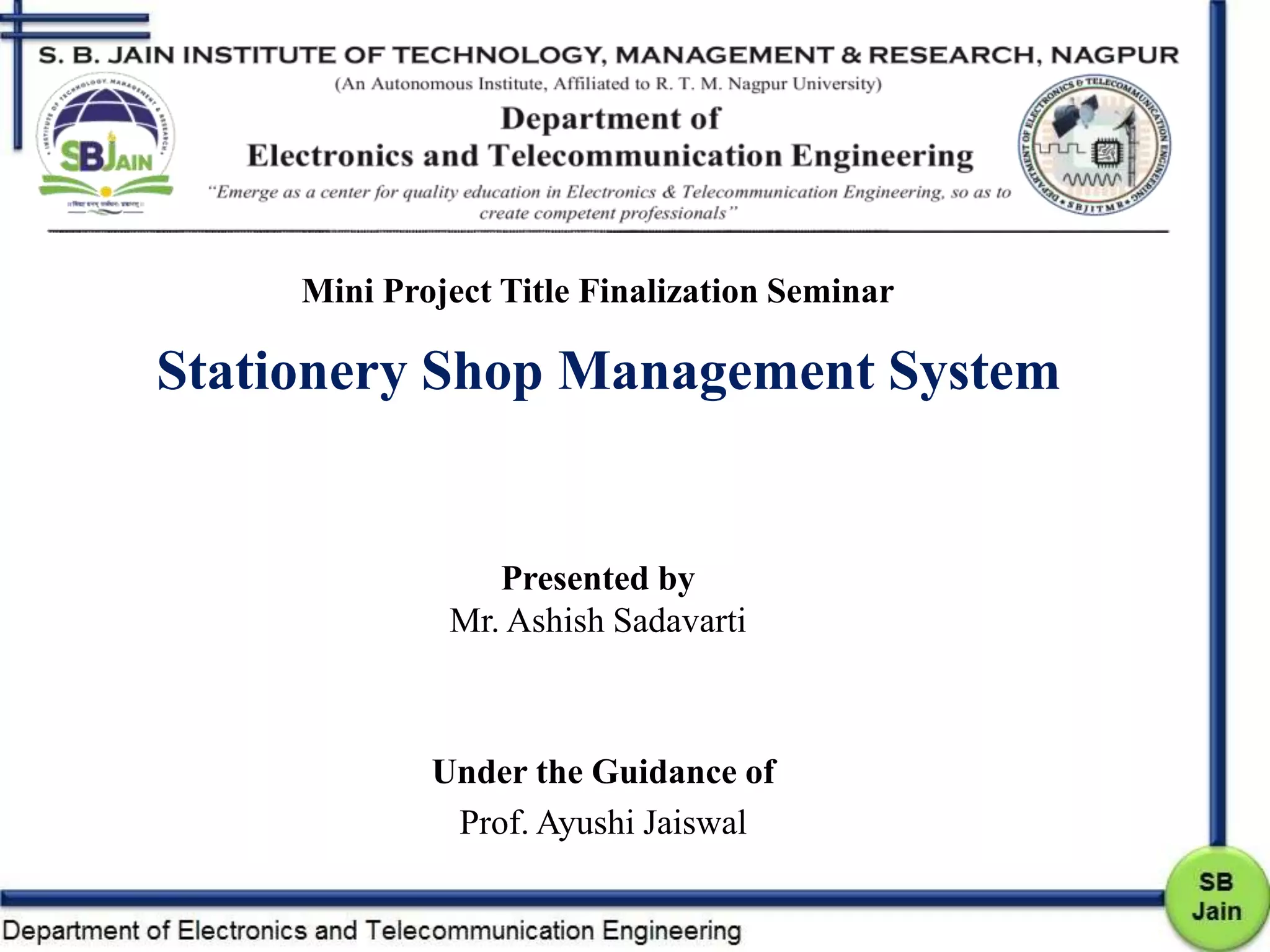 Stationary Store Management System | PPTX