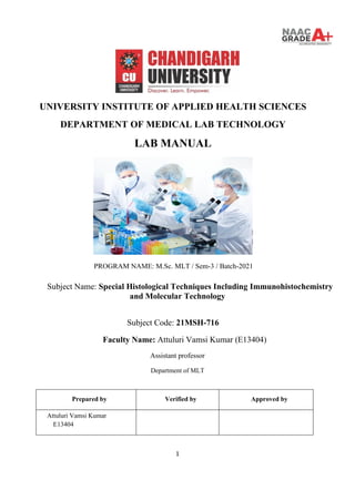 Special Histotechniques Lab Manual | PDF