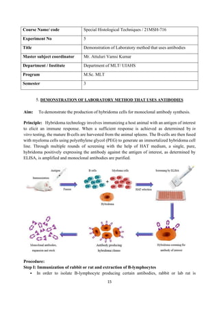 Special Histotechniques Lab Manual | PDF