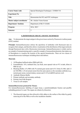 Special Histotechniques Lab Manual | PDF