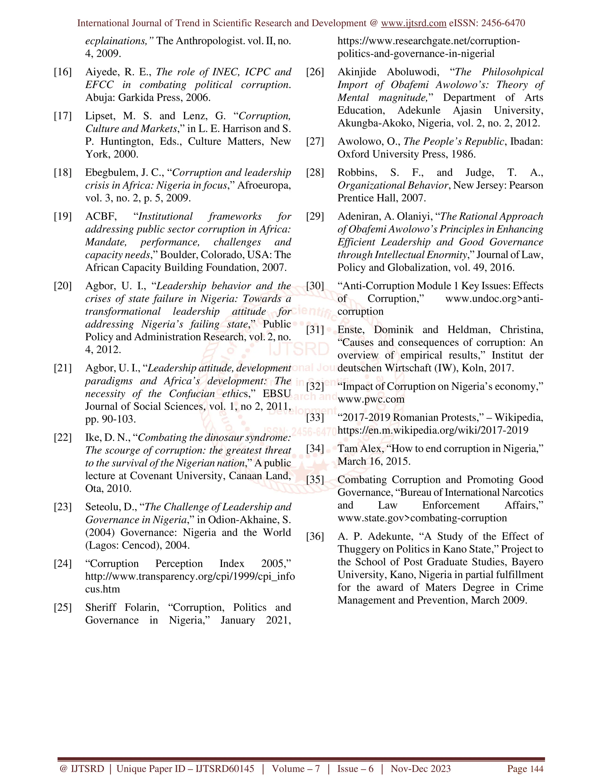 Nigeria, Corruption and Bad Leadership | PDF